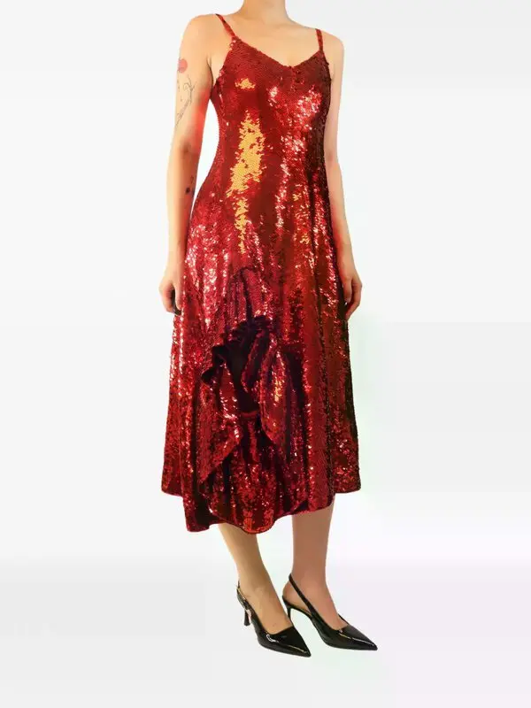 Loewe Sequin-embellished Ruffled Midi Dress