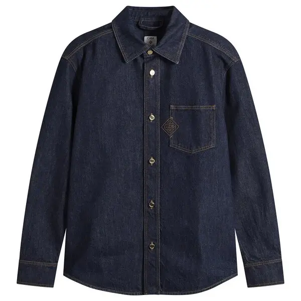 Casablanca Raw Denim Shirt With Embroidered Logo