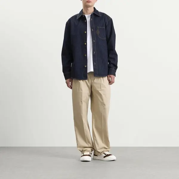 Casablanca Raw Denim Shirt With Embroidered Logo