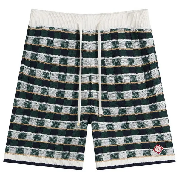 Casablanca Mosaic Check Knit Shorts - Green
