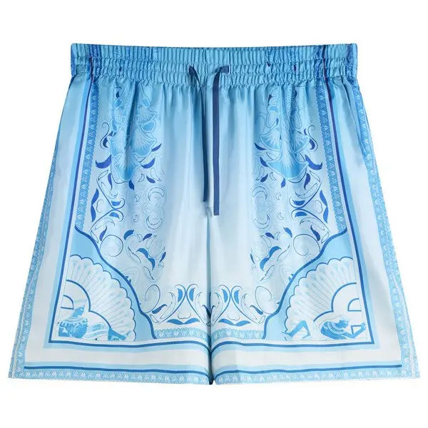 Casablanca Egyptian Rug Silk Shorts - Blue