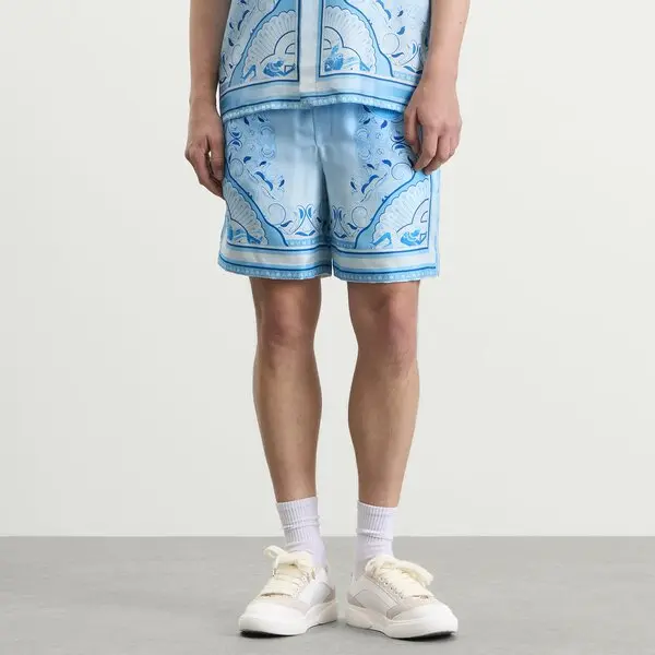 Casablanca Egyptian Rug Silk Shorts - Blue