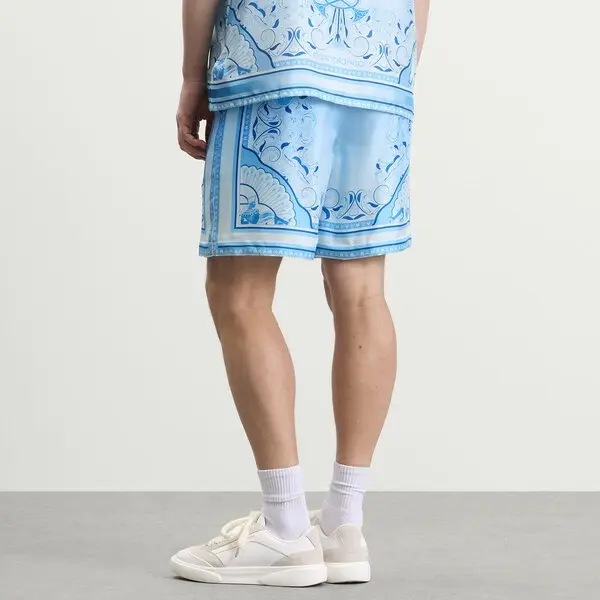 Casablanca Egyptian Rug Silk Shorts - Blue