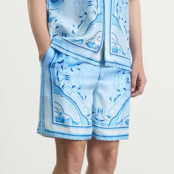 Casablanca Egyptian Rug Silk Shorts - Blue
