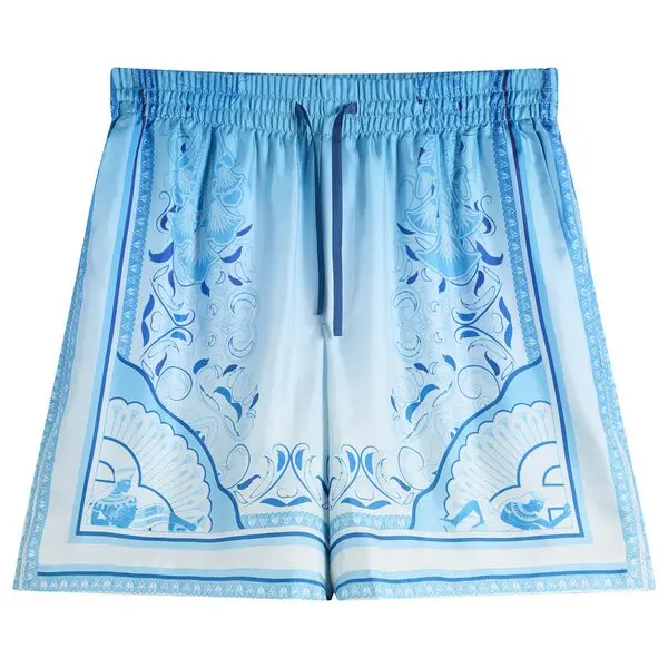 Casablanca Egyptian Rug Silk Shorts - Blue