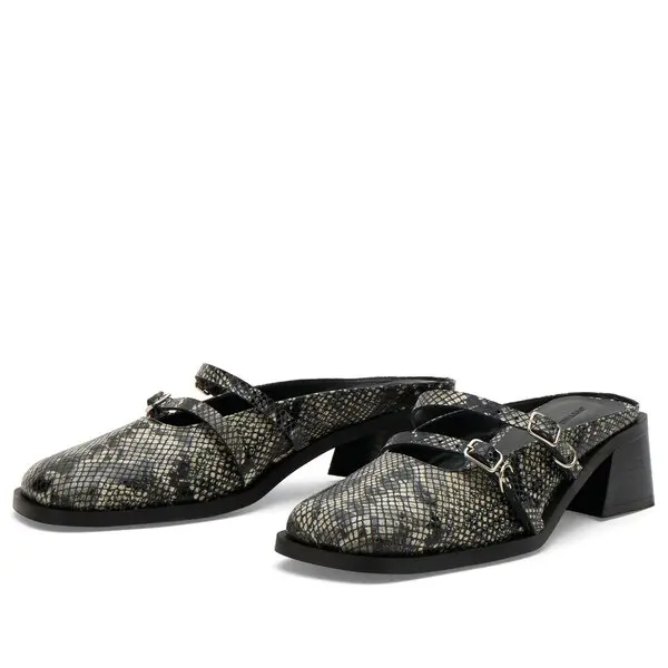 JUSTINE CLENQUET Andie Python Print Leather Mules