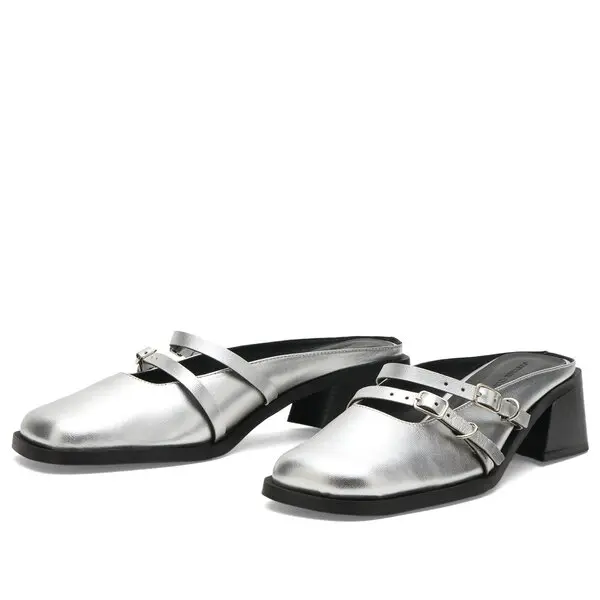 JUSTINE CLENQUET Andie Mules Metallic Leather