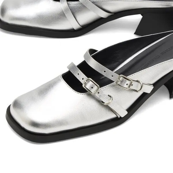 JUSTINE CLENQUET Andie Mules Metallic Leather