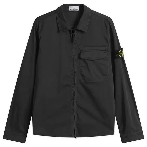 Stone Island Organic Cotton Satin Zip Shirt Jacket