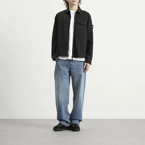 Stone Island Organic Cotton Satin Zip Shirt Jacket