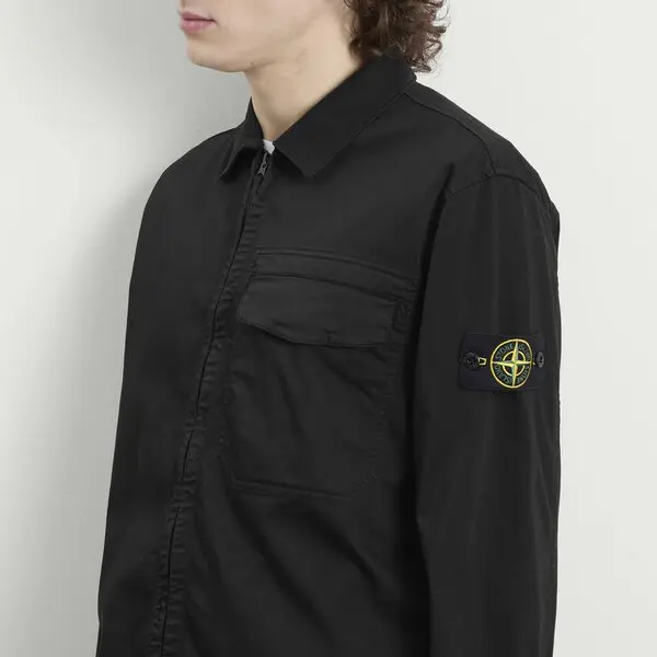 Stone Island Organic Cotton Satin Zip Shirt Jacket