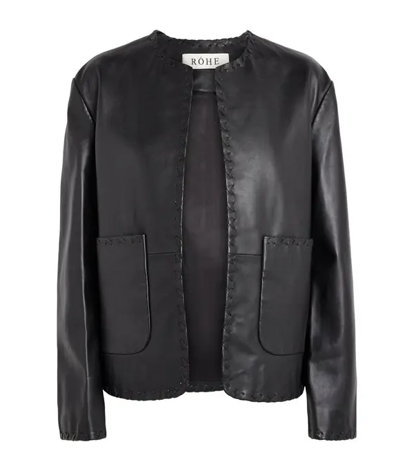 RÓHE Leather Jacket With Blanket Stitch Detailing