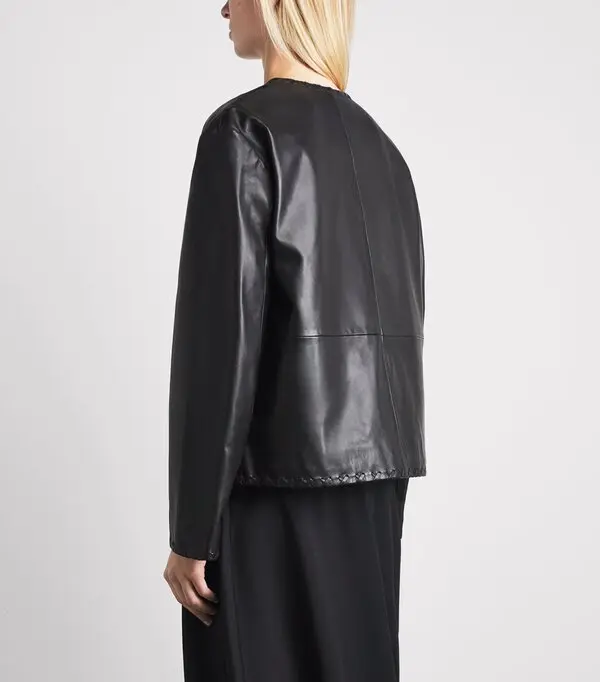 RÓHE Leather Jacket With Blanket Stitch Detailing