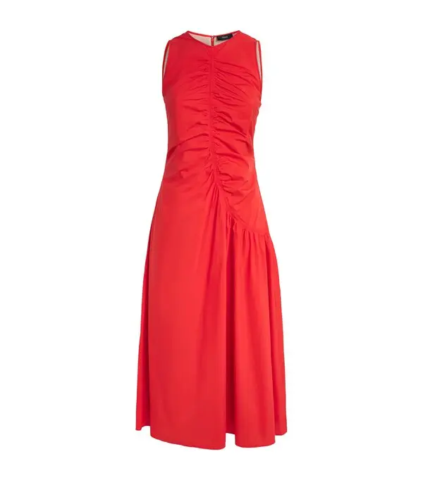 Theory Asymmetric Ruched Midi Dress