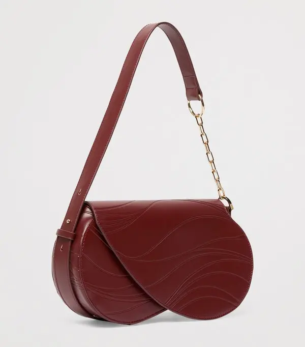 Marina Rinaldi Faux Leather Shoulder Bag With Gold-tone Detailing - Red