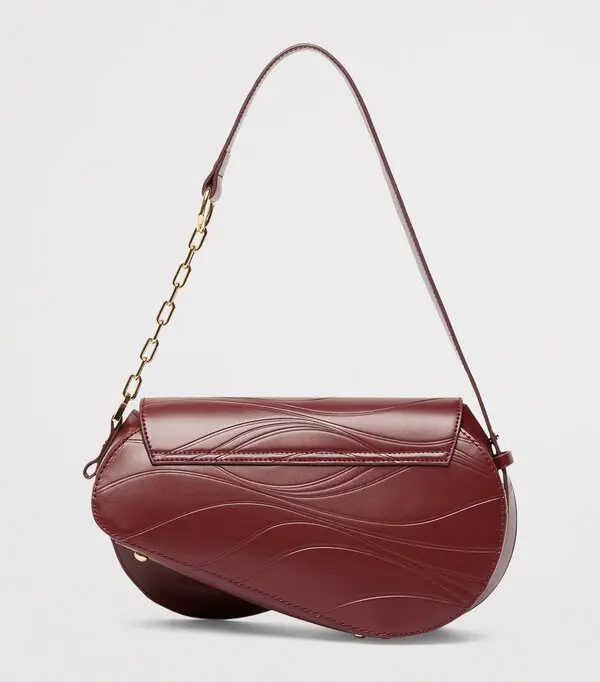 Marina Rinaldi Faux Leather Shoulder Bag With Gold-tone Detailing - Red