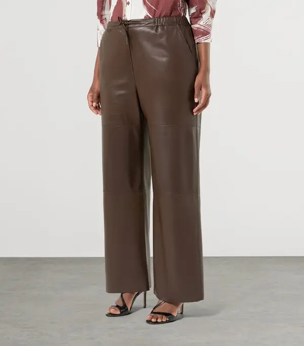 Marina Rinaldi Leather Drawstring Trousers