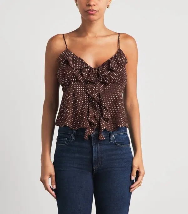 Paige Indiah Ruffled Cami Top - Brown