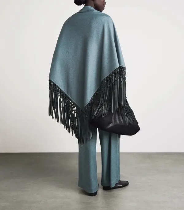 Colombo Cashmere And Leather Fringe Cape
