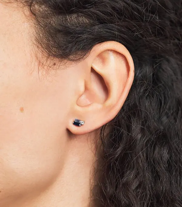 SUZANNE KALAN Gold, Diamond And Sapphire Bold Stud Earrings