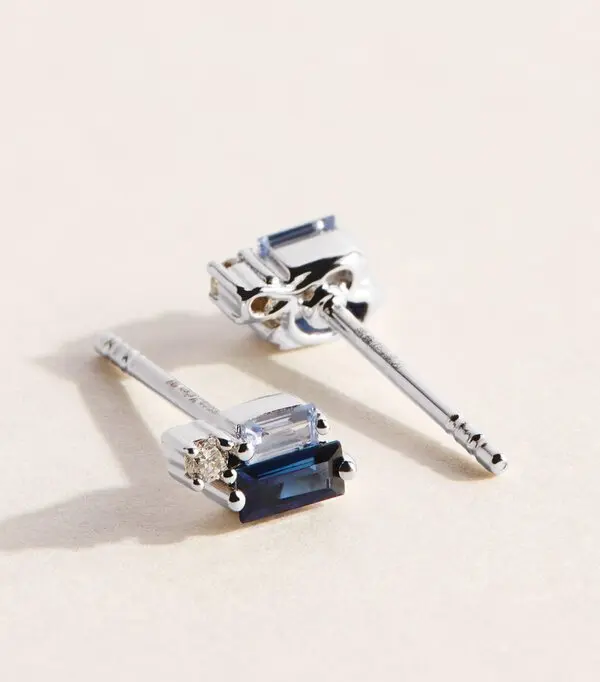 SUZANNE KALAN Gold, Diamond And Sapphire Bold Stud Earrings