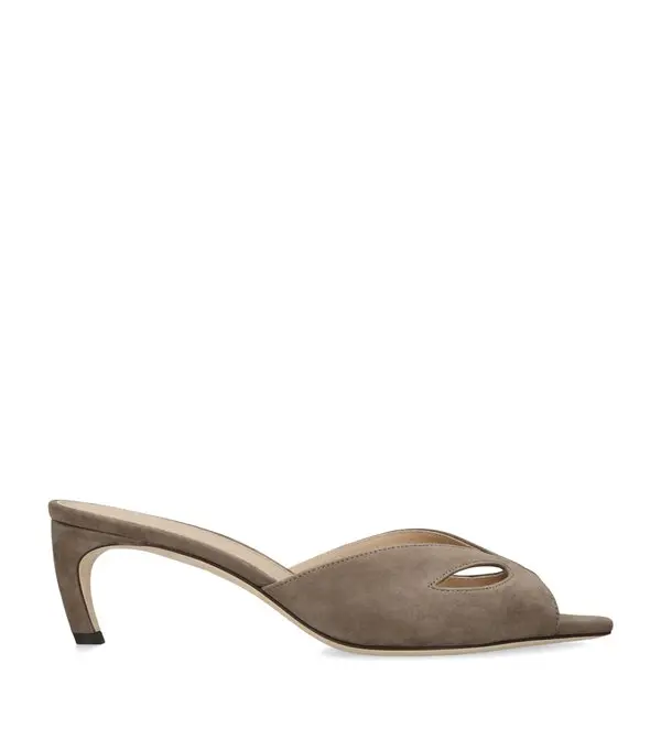 Victoria Beckham Suede Harlow Mask Mules 55 - Brown