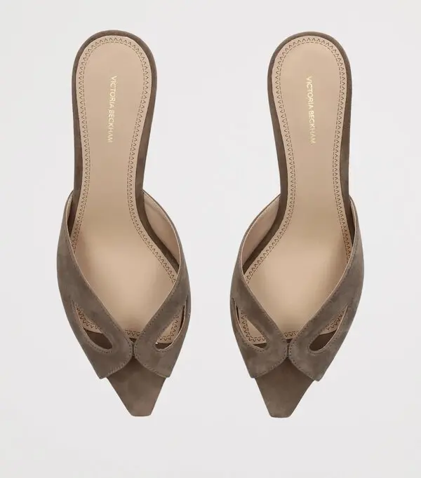 Victoria Beckham Suede Harlow Mask Mules 55 - Brown