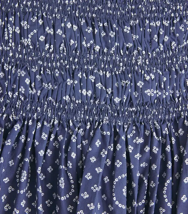 Matteau Shirred Cotton Mini Dress With Geometric Print