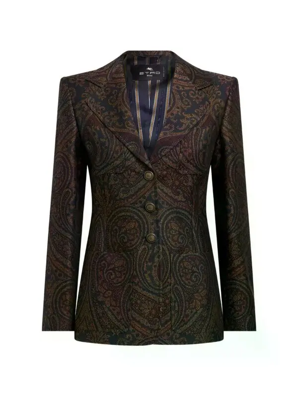 Etro Single-breasted Wool-blend Jacquard Jacket With Paisley Motif