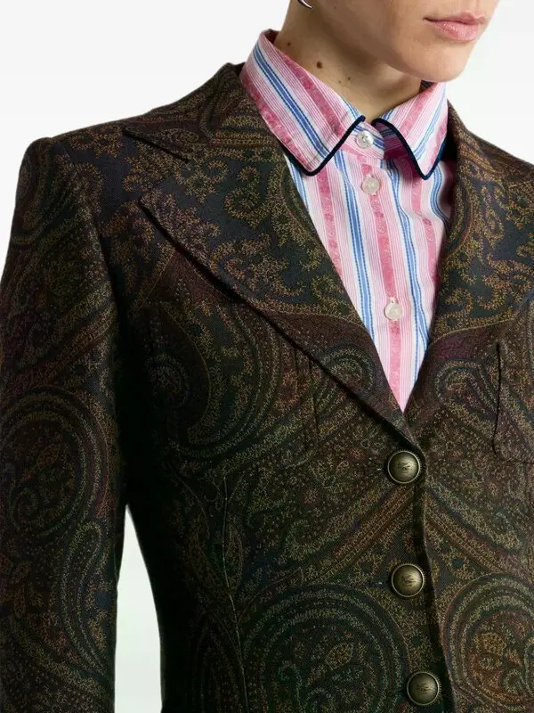 Etro Single-breasted Wool-blend Jacquard Jacket With Paisley Motif