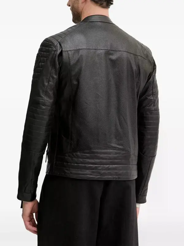 BLAUER. Leather Quilted Moto Jacket