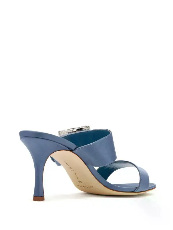 Manolo Blahnik Mayjousan Crystal-buckle Heeled Sandals - Blue