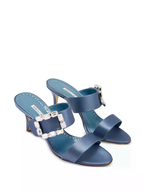 Manolo Blahnik Mayjousan Crystal-buckle Heeled Sandals - Blue