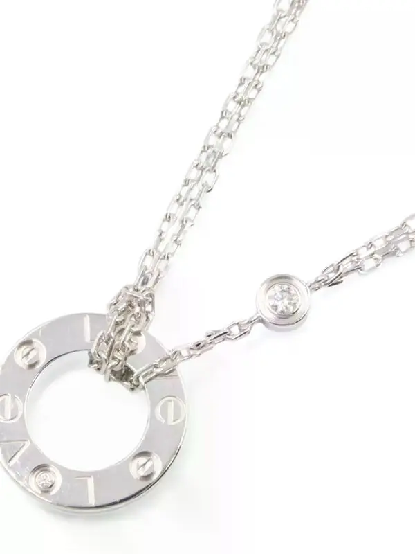 Cartier 18k White Gold Diamond Circle Pendant Necklace