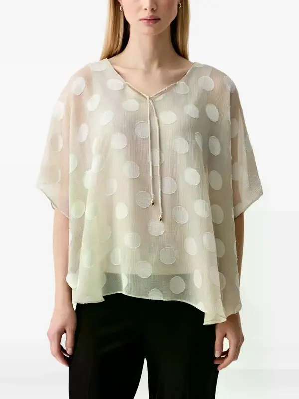 Joseph Ribkoff Polka-dot Tie-neck Blouse