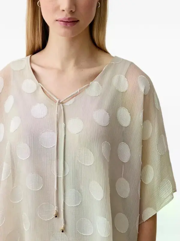 Joseph Ribkoff Polka-dot Tie-neck Blouse