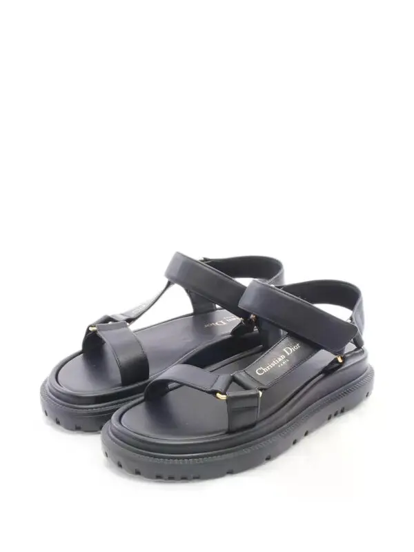 Dior D-wave Calf Leather Sandals - Black