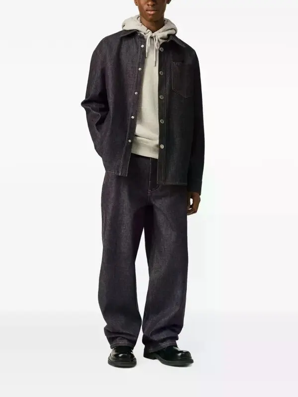AMI Paris Cotton Overshirt With De Coeur Detail