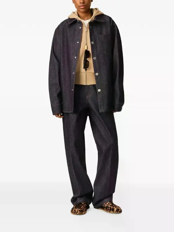 AMI Paris Cotton Overshirt With De Coeur Detail