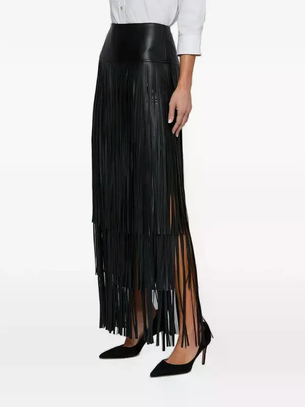 L'Agence Karolina Tiered Fringe Maxi Skirt