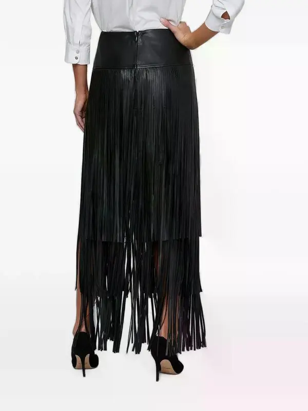 L'Agence Karolina Tiered Fringe Maxi Skirt