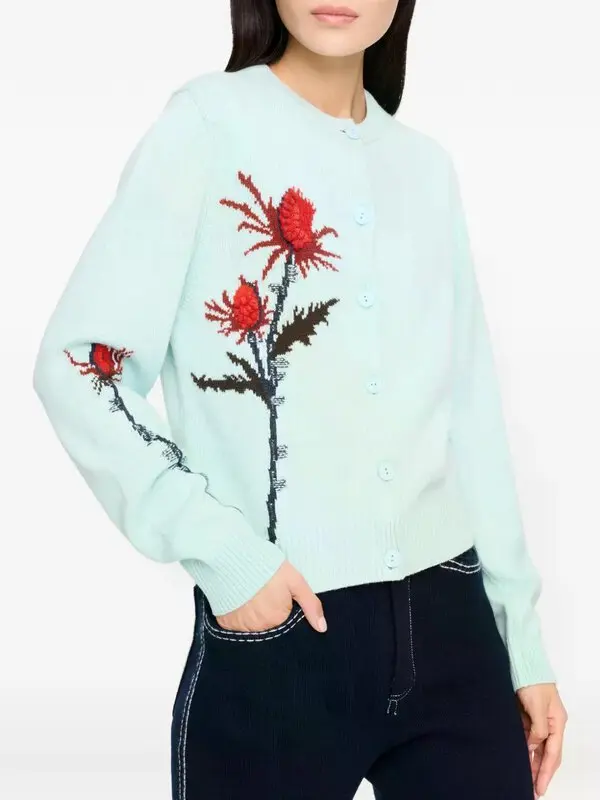 BARRIE Cashmere Thistle Motif Cardigan