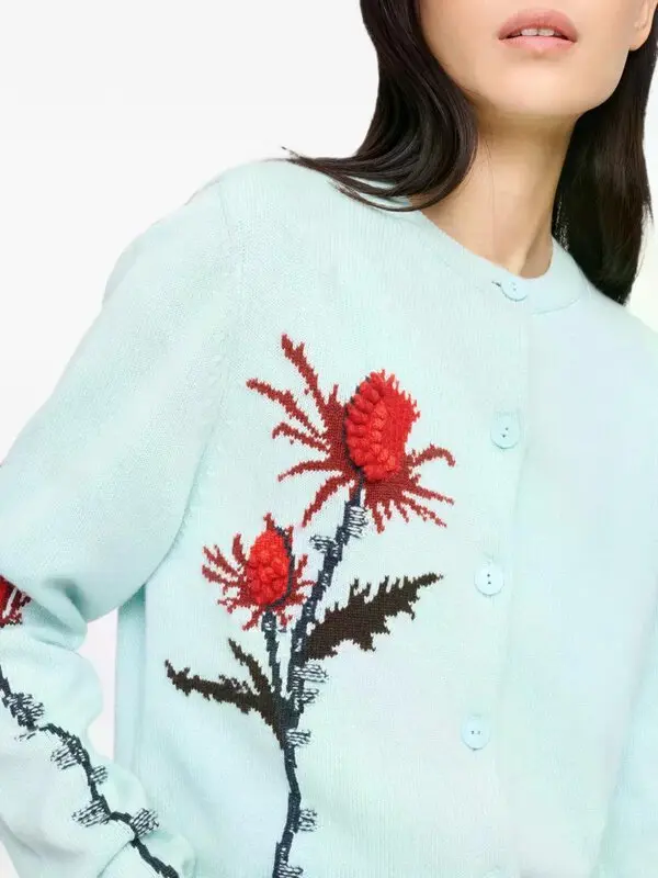 BARRIE Cashmere Thistle Motif Cardigan