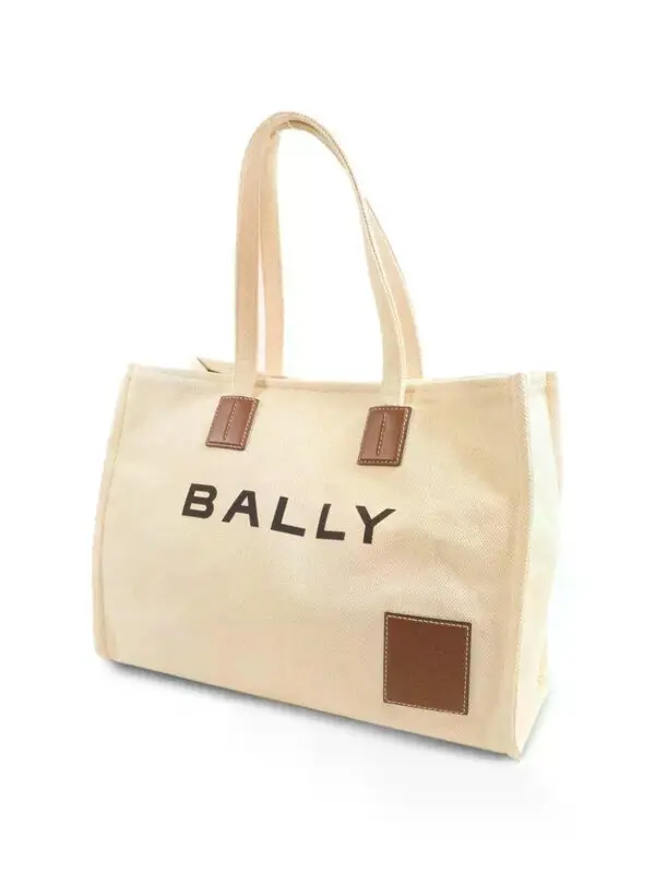 Bally Logo Print Canvas Tote Bag