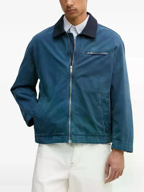 LES DEUX Contrast-collar Zip-up Jacket