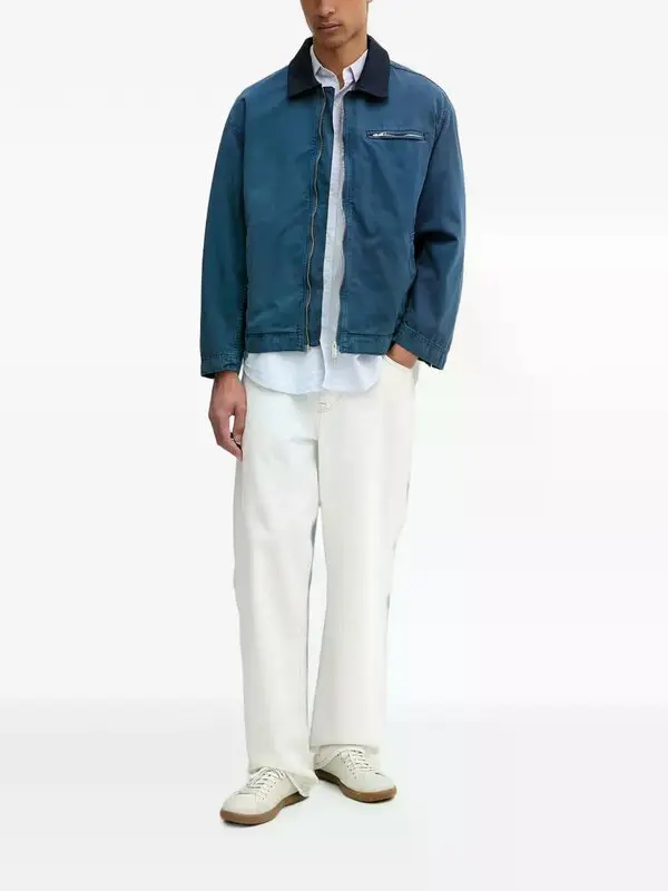 LES DEUX Contrast-collar Zip-up Jacket