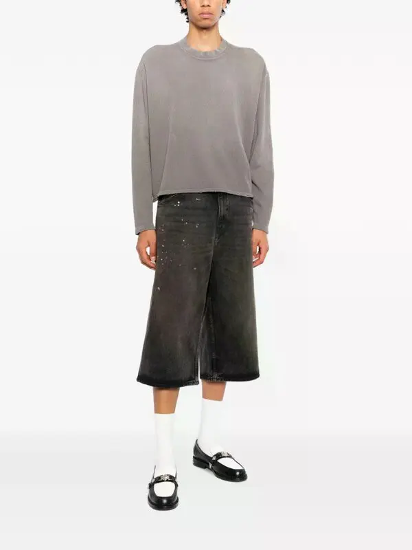 MOOJI MOOJI Waffle-knit Raw-edge Sweater