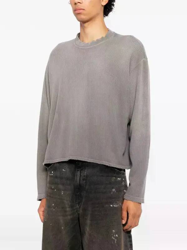 MOOJI MOOJI Waffle-knit Raw-edge Sweater