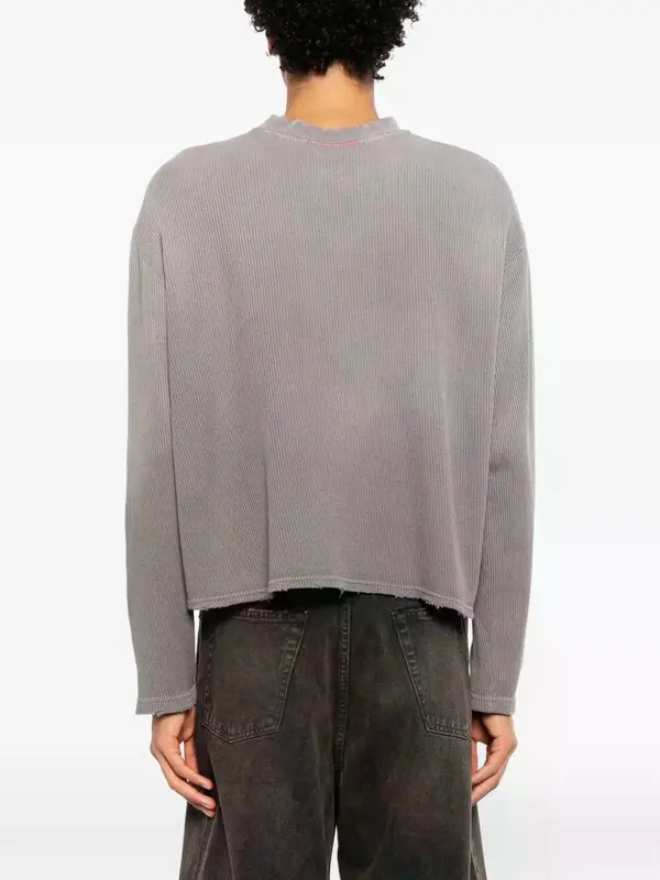MOOJI MOOJI Waffle-knit Raw-edge Sweater