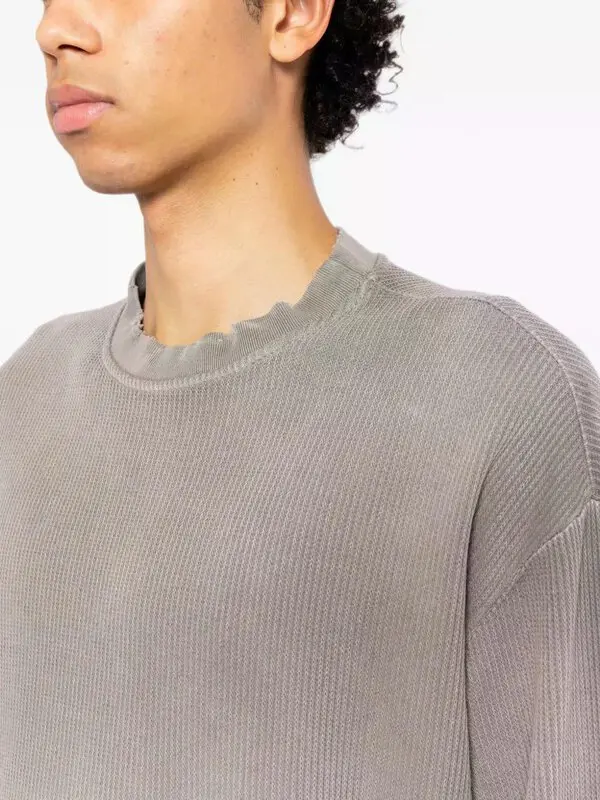 MOOJI MOOJI Waffle-knit Raw-edge Sweater